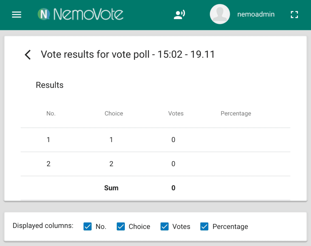 Knowledge Base - Show results on Projector - NemoVote
