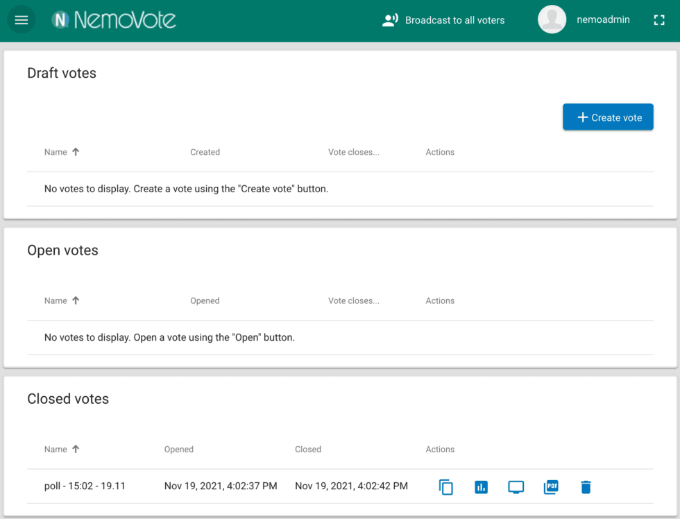 Knowledge Base - Managing votes - NemoVote